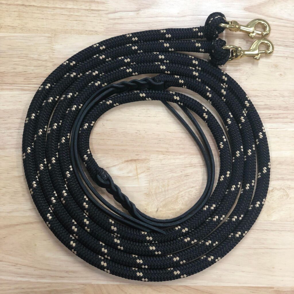 6 Ft Rope Reins - Black and Gold - Lanskeys Saddlery