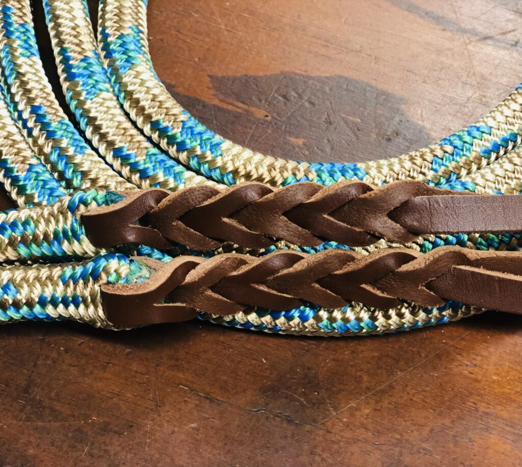 6Ft Rope Reins- Teal & Tan - Lanskeys Saddlery